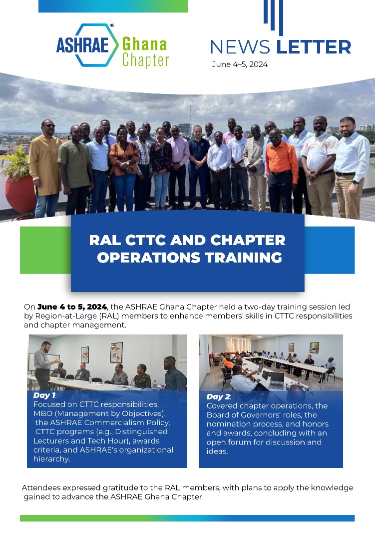 RAL CTTC AND CHAPTER OPERATIONS TRAINING – ASHRAE Ghana Chapter